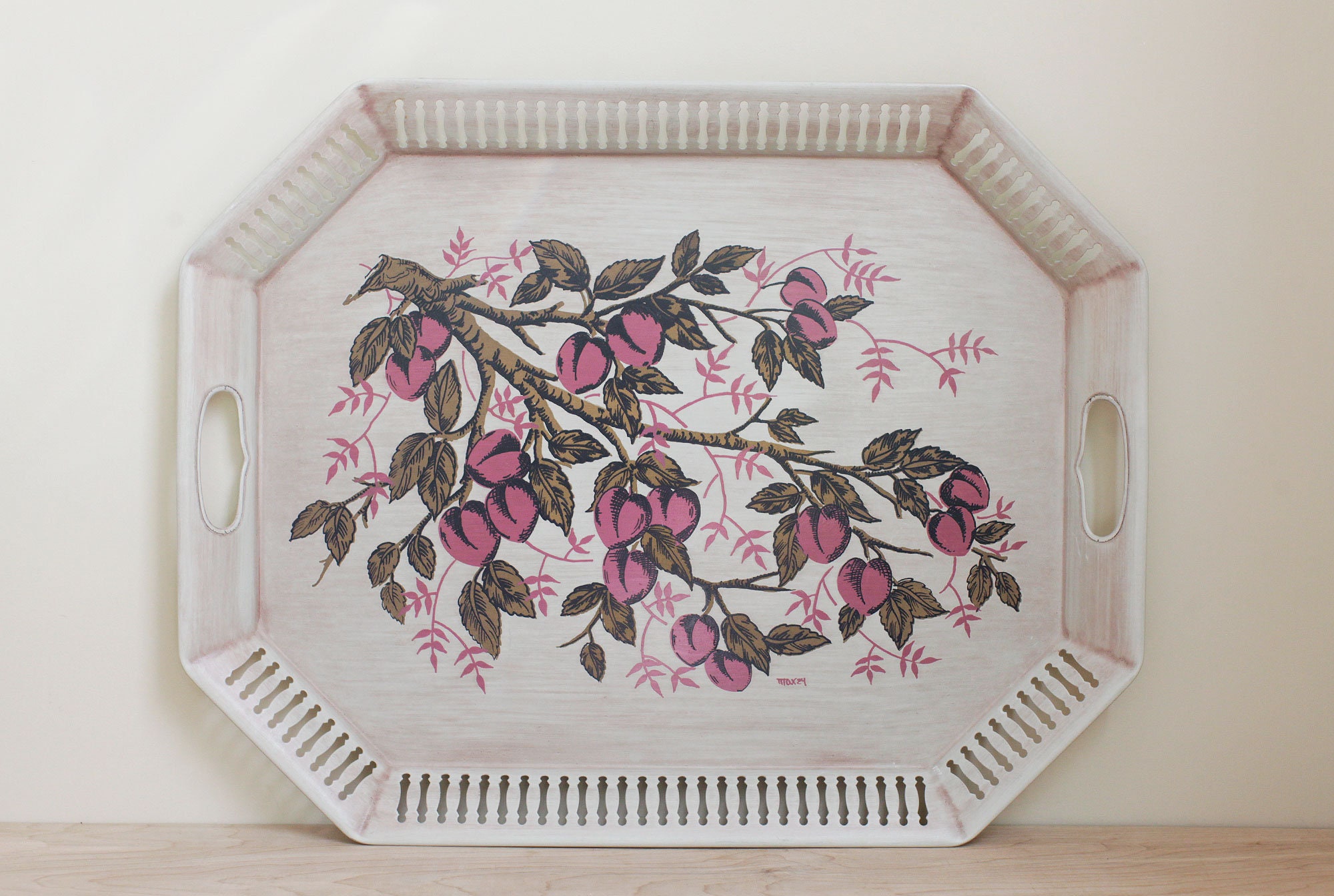 Hand Painted Cherry Tree Toleware Serving Tray/ Beautiful | Etsy