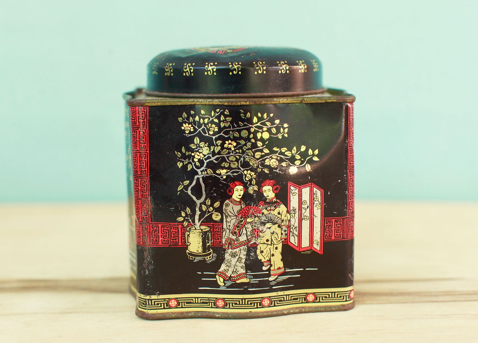 Chinese Tea Tin Container With Beautiful Colors & Design/ | Etsy