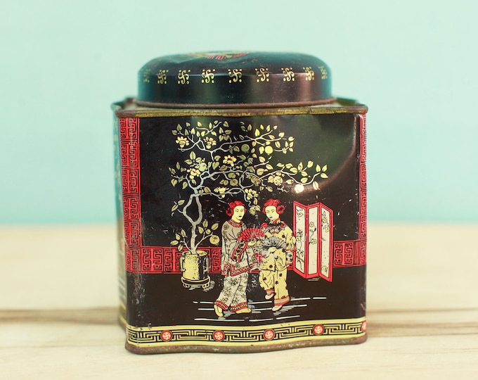 Chinese Tea Tin Container With Beautiful Colors & Design/ Collectable ...
