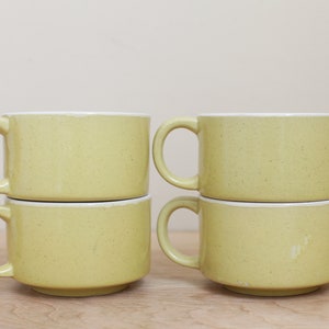 Set of 4 Stoneware Tulip Stacking Soup Mugs/ Cute Hand Painted ...