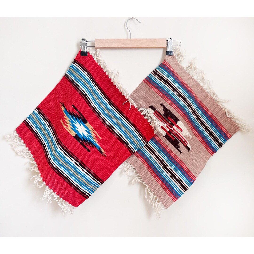 Chimayo Handwoven Wool Table Matts/ Set of Two Style Southwestern Woven ...