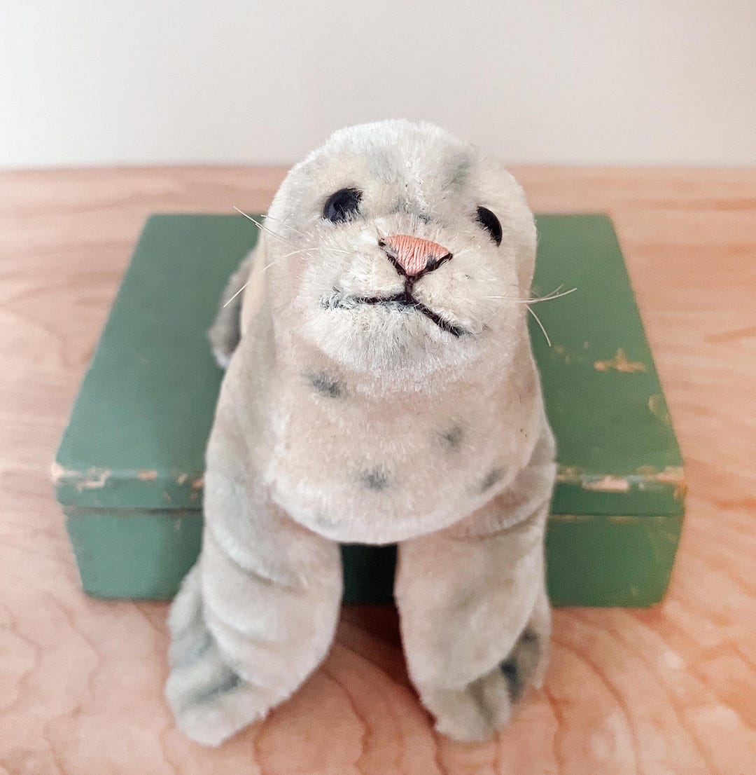 Steiff Standing Robby the Seal / Spotted Mohair Plush Circa 1960s W ...