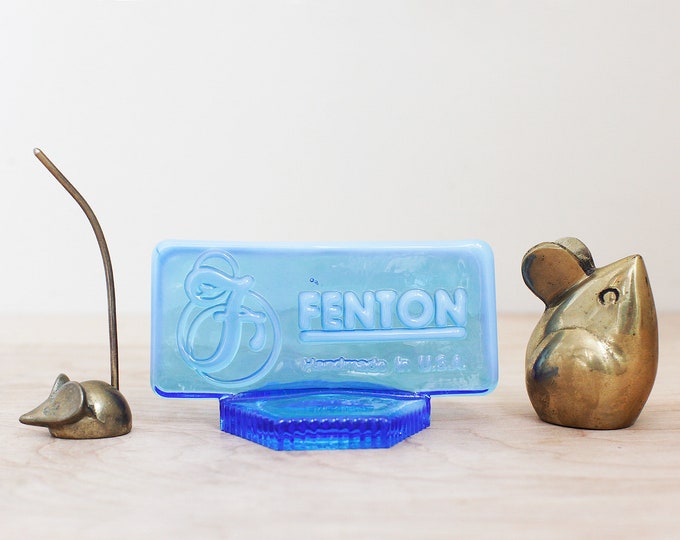 Fenton Art Glass Cobalt Blue Dealer Sign/ HTF Hand Blown Collectable ...