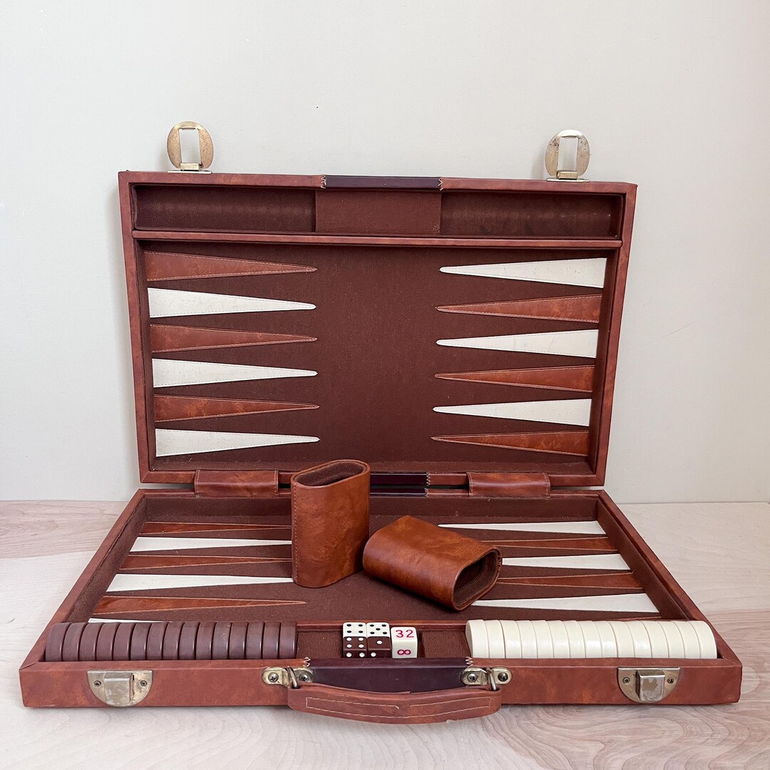 Large 70s Backgammon Deluxe Set/ Nice Mid Mod 70s Briefcase/ Complete W ...