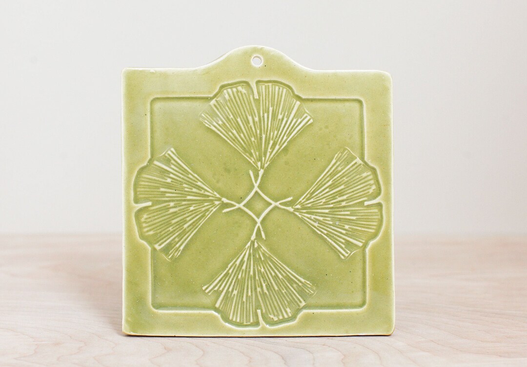 Ginkgo Hand Thrown Studio Tile by John Seiz Pottery/ Arts & - Etsy