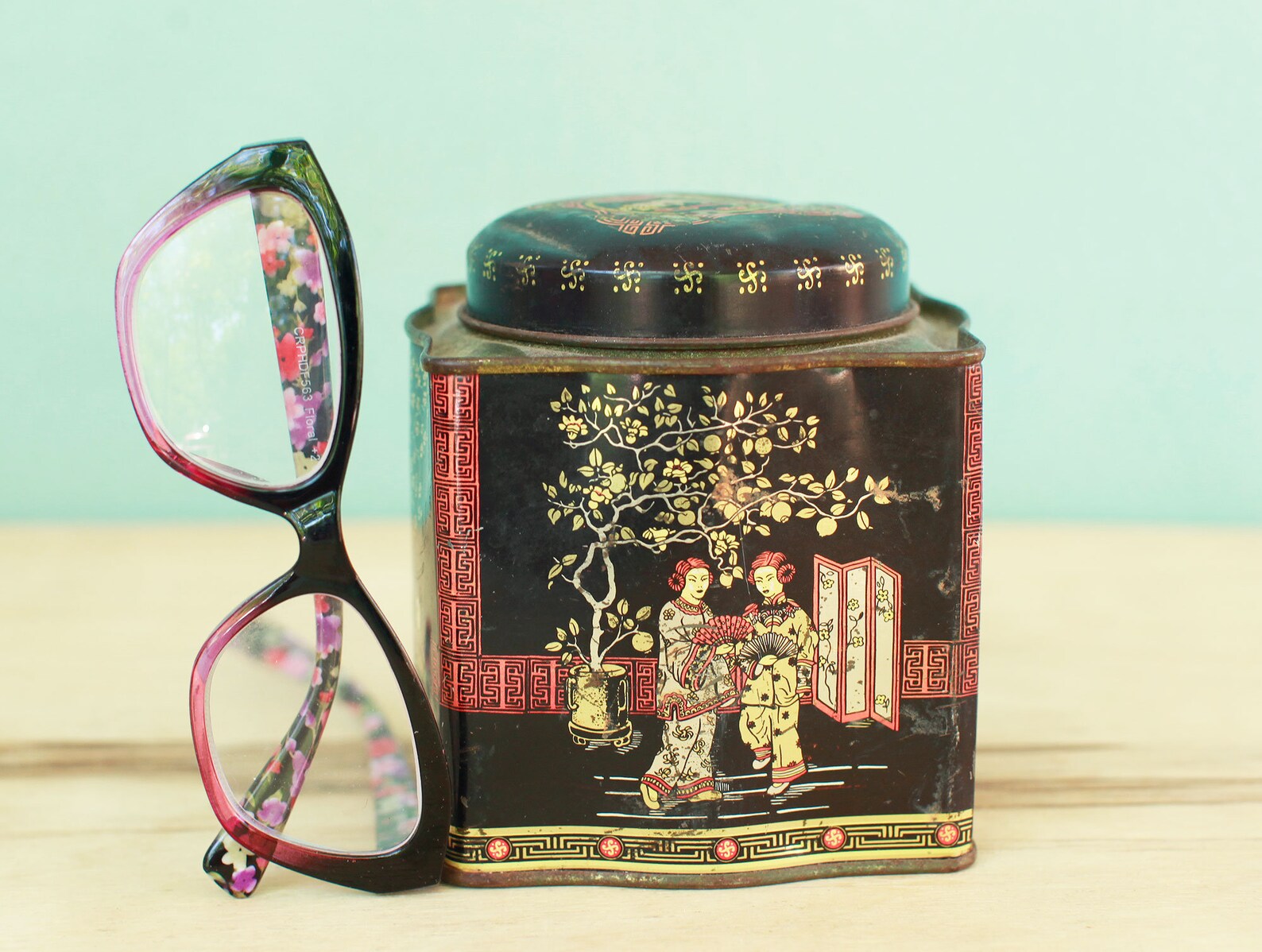 Chinese Tea Tin Container With Beautiful Colors & Design/ | Etsy