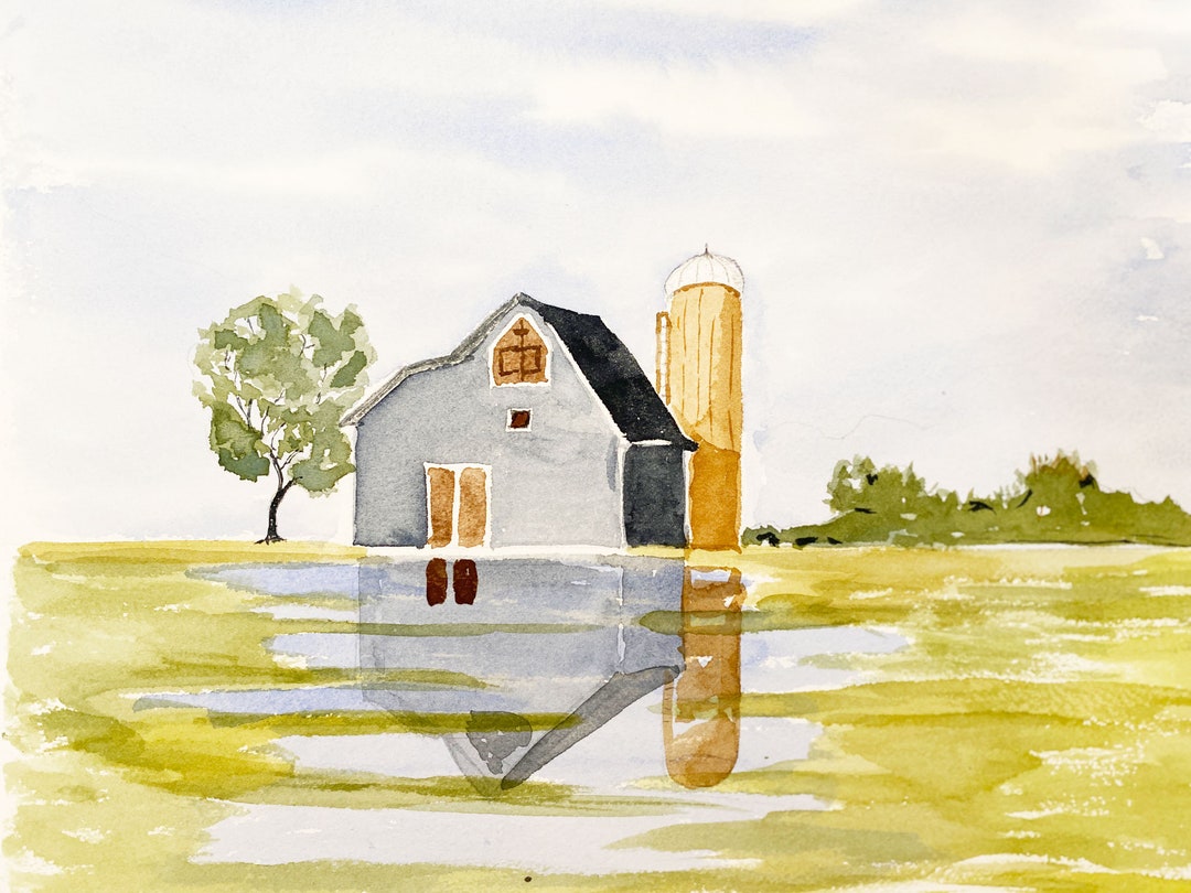 Original Farm Scene Watercolor Painting/ Original Country - Etsy