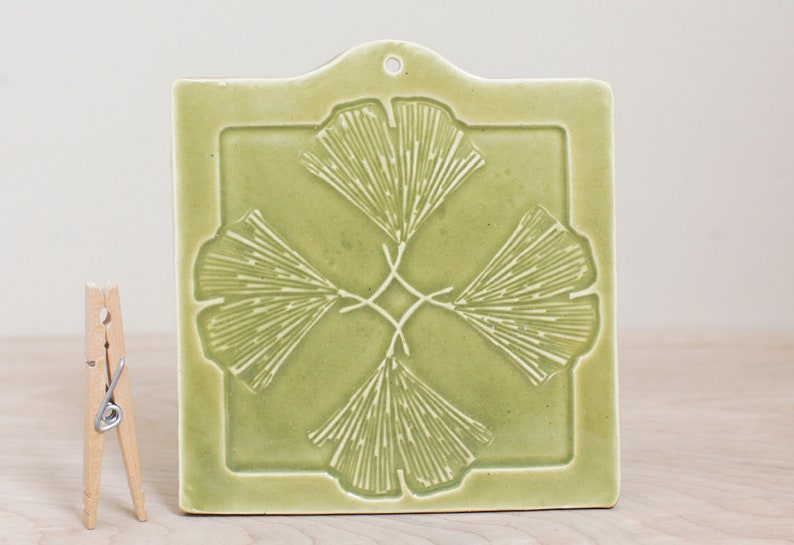 Ginkgo Hand Thrown Studio Tile by John Seiz Pottery/ Arts & - Etsy