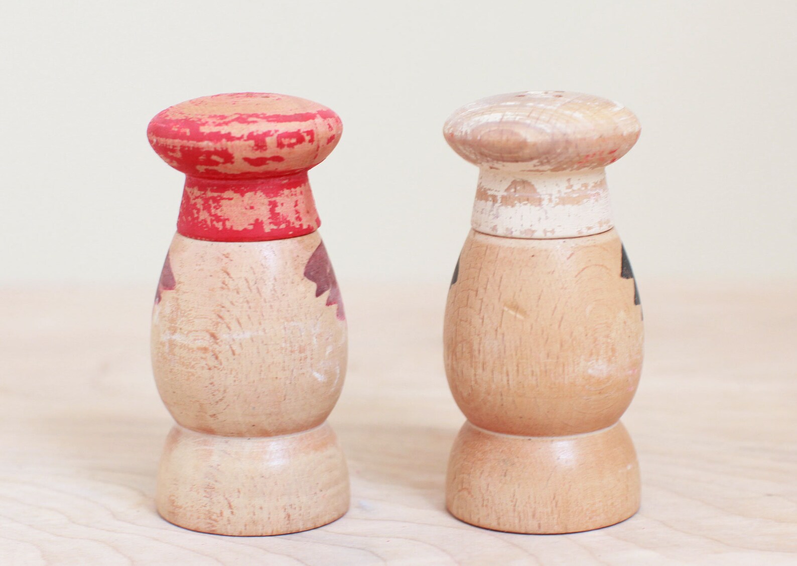 Mr. & Mrs. Salty and Peppy Wood Shakers/ Chef Hat Salt and - Etsy