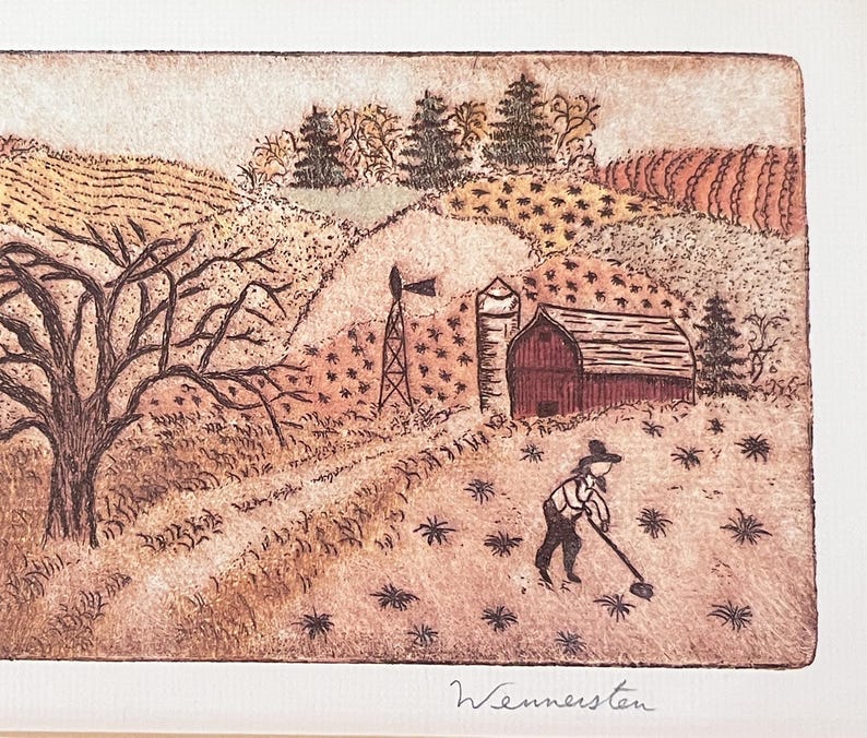 Jay Wennersten "country Afternoon" Panoramic Country Folk Art Landscape ...