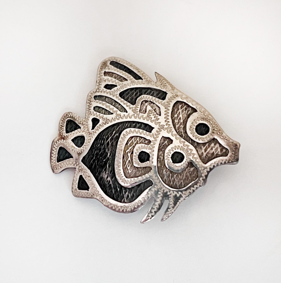 Vintage Angelfish Sterling Silver Pin/ Cool Mid Century Design Marked ...