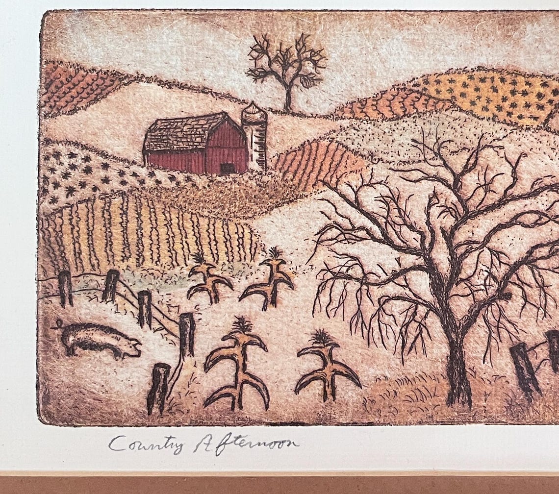 Jay Wennersten "country Afternoon" Panoramic Country Folk Art Landscape ...