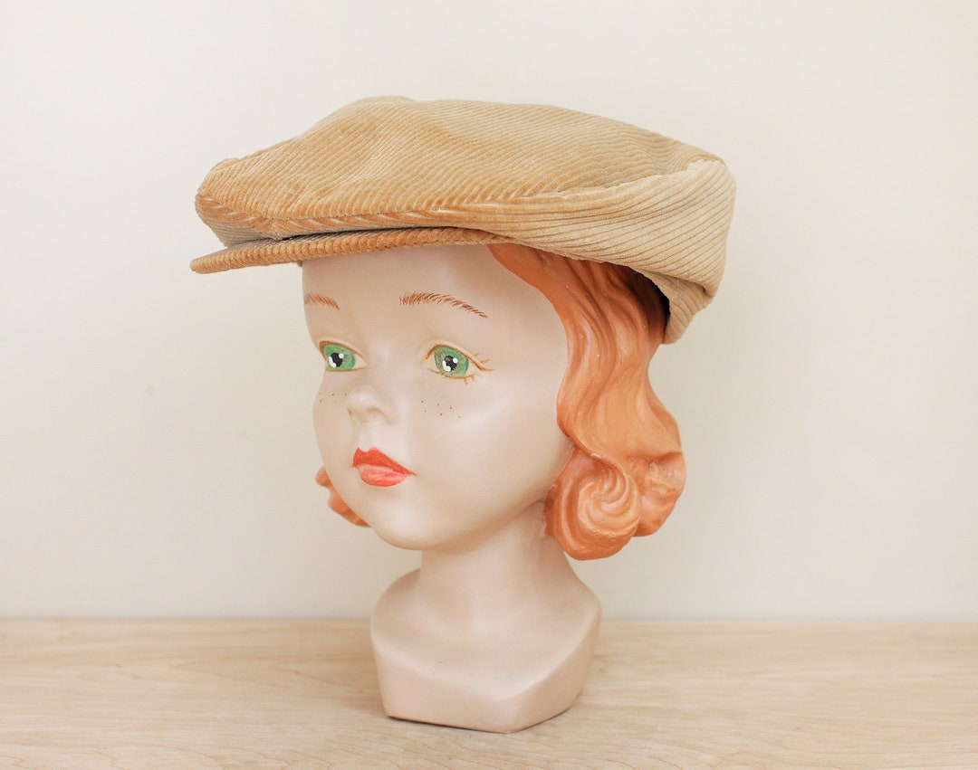 Corduroy News Boy Cap/ Vintage Nice Light Brown Billed Cap/ Timeless ...