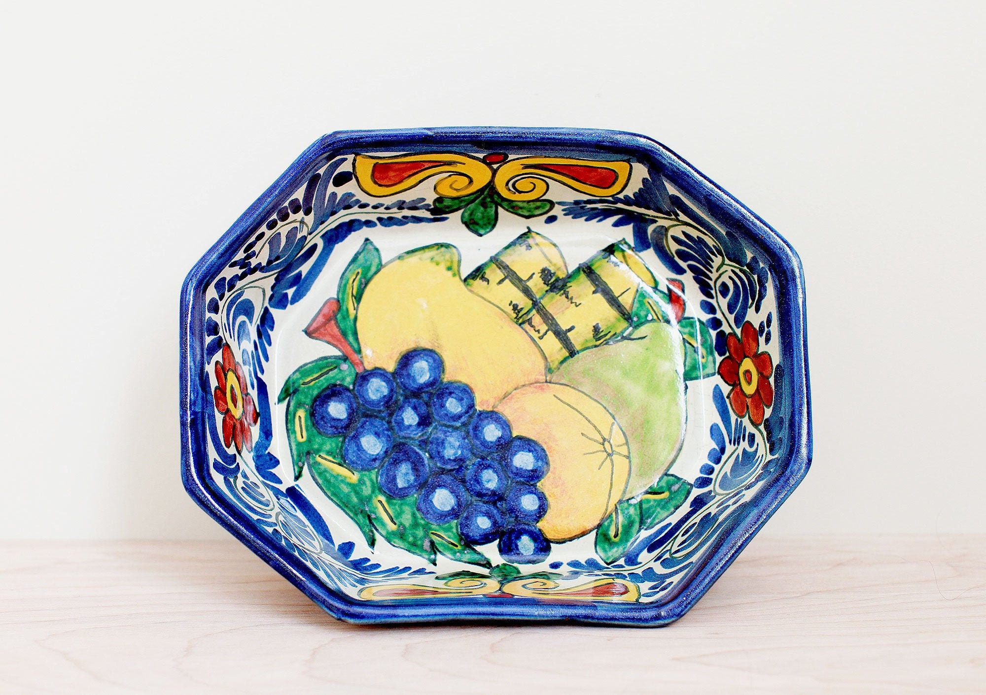 Unique Octagon Shaped Hand Painted Fruit Bowl/ Mid Century | Etsy