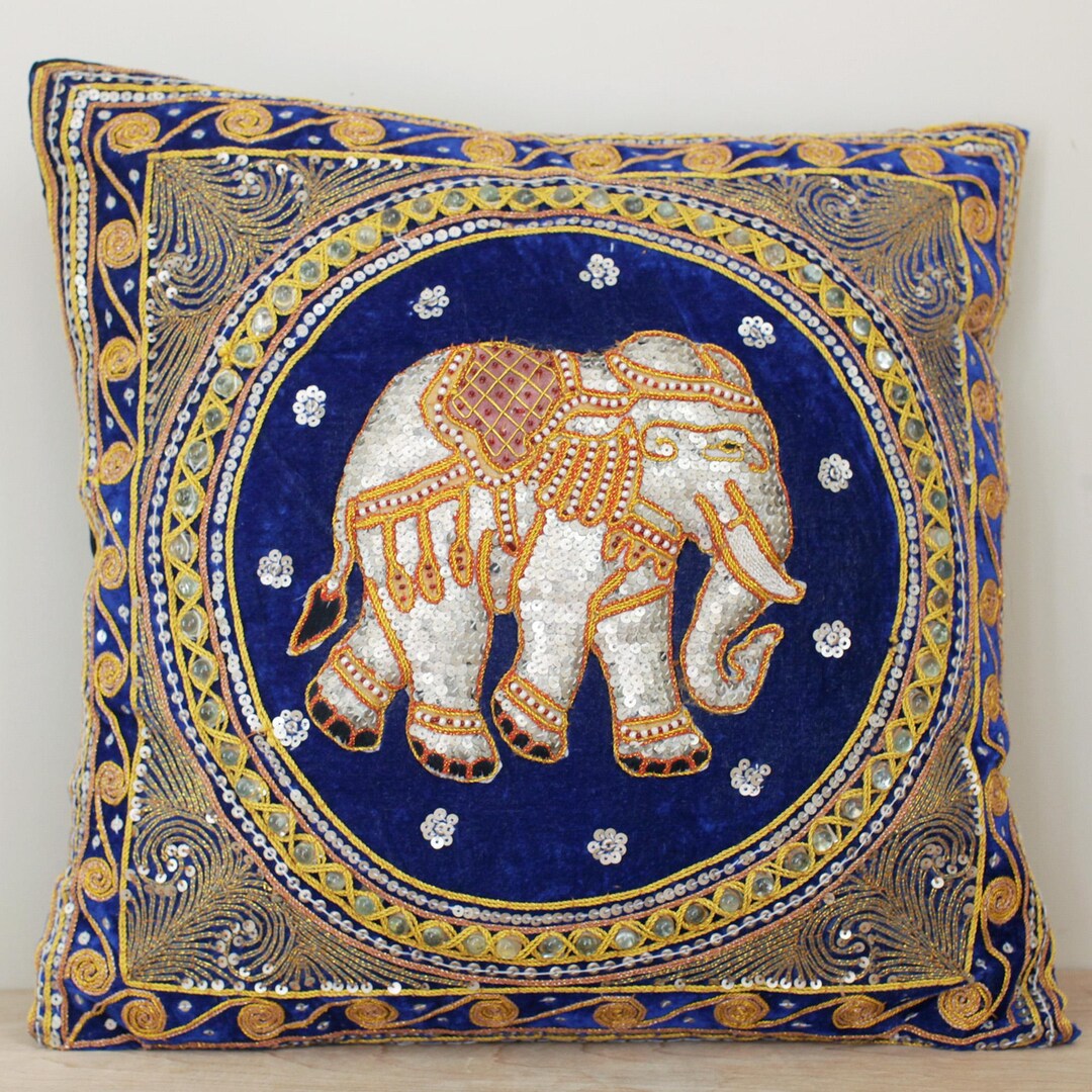 Burmese Kalaga Tapestry Elephant Pillow Case/ Nice Detailed Beaded ...