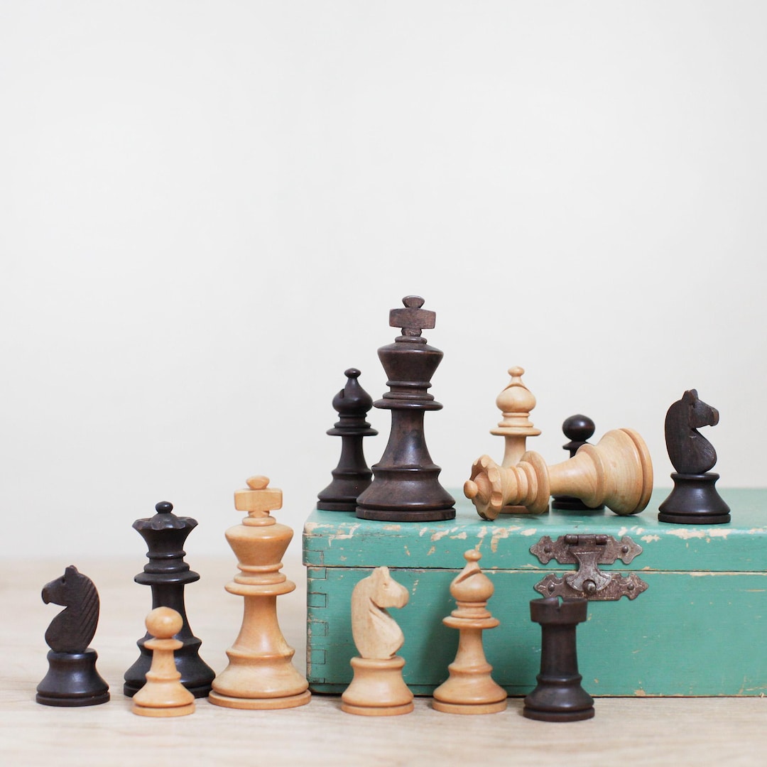 Complete French Lardy Chess Set/ 1960s 32 Wood Piece Set Made in France ...