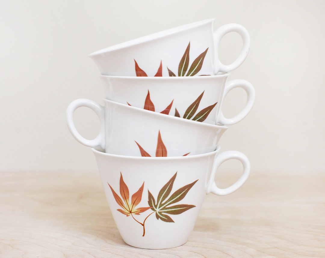 Franciscan Whitestone Ware Teacups Twice Nice Pattern Set of 4/ Mid ...