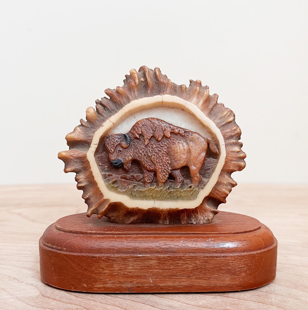 Hand Carved Bison Art by Mill Creek Studios/ Lance Domonoske #8005 ...