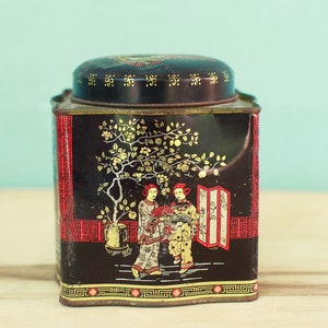 Chinese Tea Tin Container With Beautiful Colors & Design/ Collectable ...