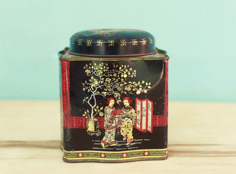 Chinese Tea Tin Container With Beautiful Colors & Design/ | Etsy