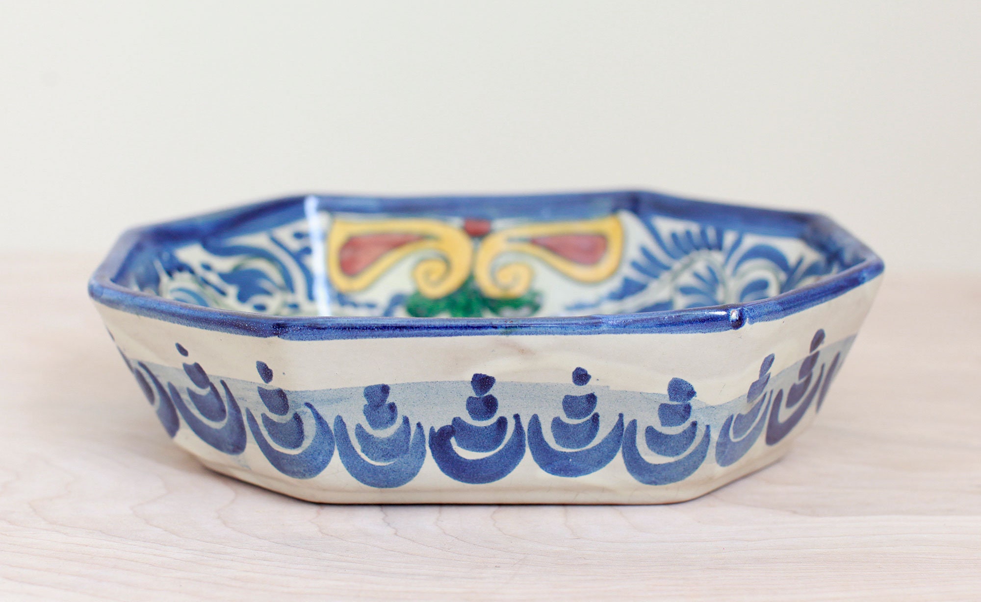 Unique Octagon Shaped Hand Painted Fruit Bowl/ Mid Century | Etsy