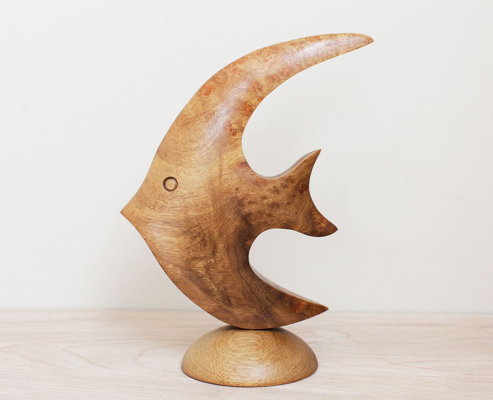 Carved Myrtle Wood Angel Fish Sculpture by Ernie Bessler / | Etsy