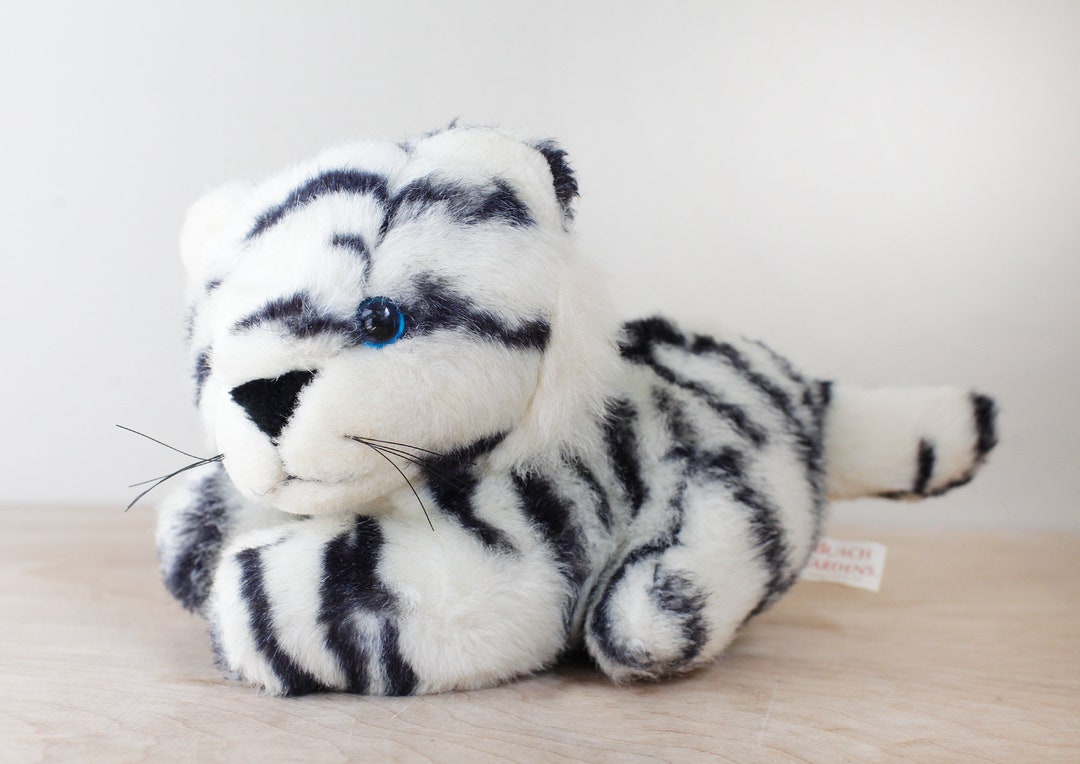Vintage Busch Gardens Snow Tiger Cub Plush Doll/ Black and White Tiger ...