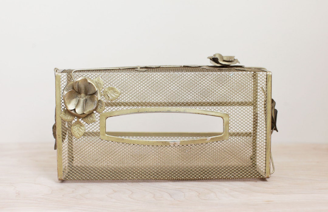 Cubierta De Caja De Pañuelos Decorada En Latón Soporte De Caja De