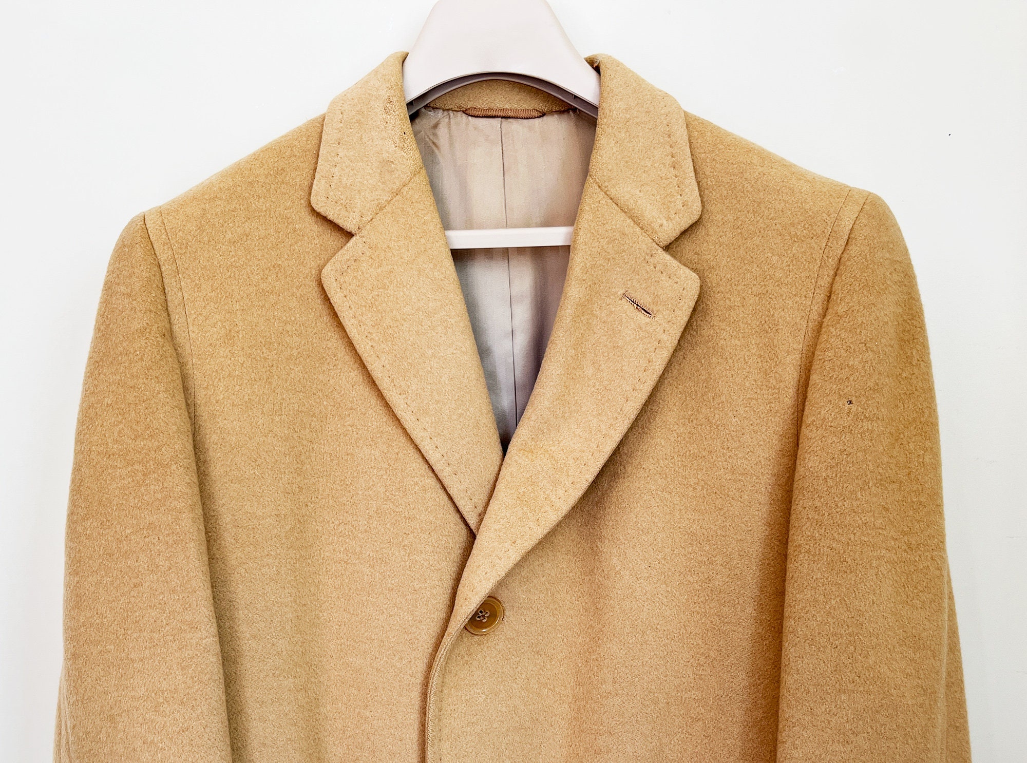 Camel Hair Men's Full Length Coat by Peter Arnello Size L/ - Etsy