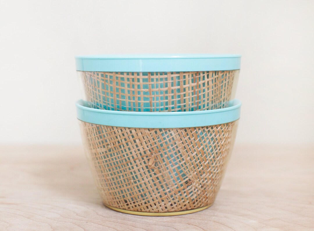 Raffia Ware Melamine Ice Cream Bowls Set of Two/ Fun Aqua Blue - Etsy