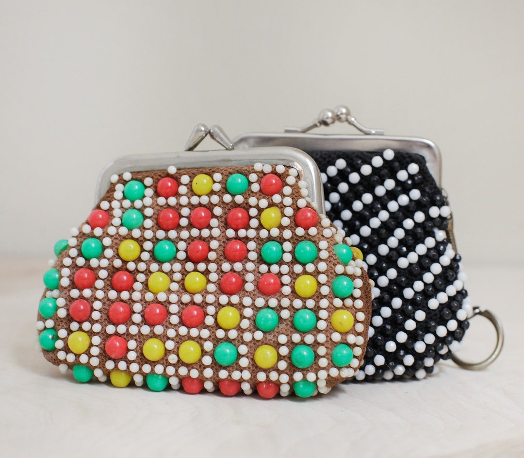 Mod Beaded Coin Purses/ Great Colors W Bead Work/ Super Cute Vintage ...