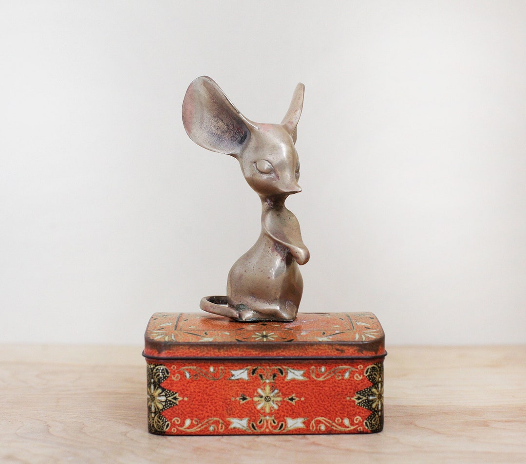 Mid Century Brass Big Eared Mouse/ Cute True Vintage Brass Decor W ...