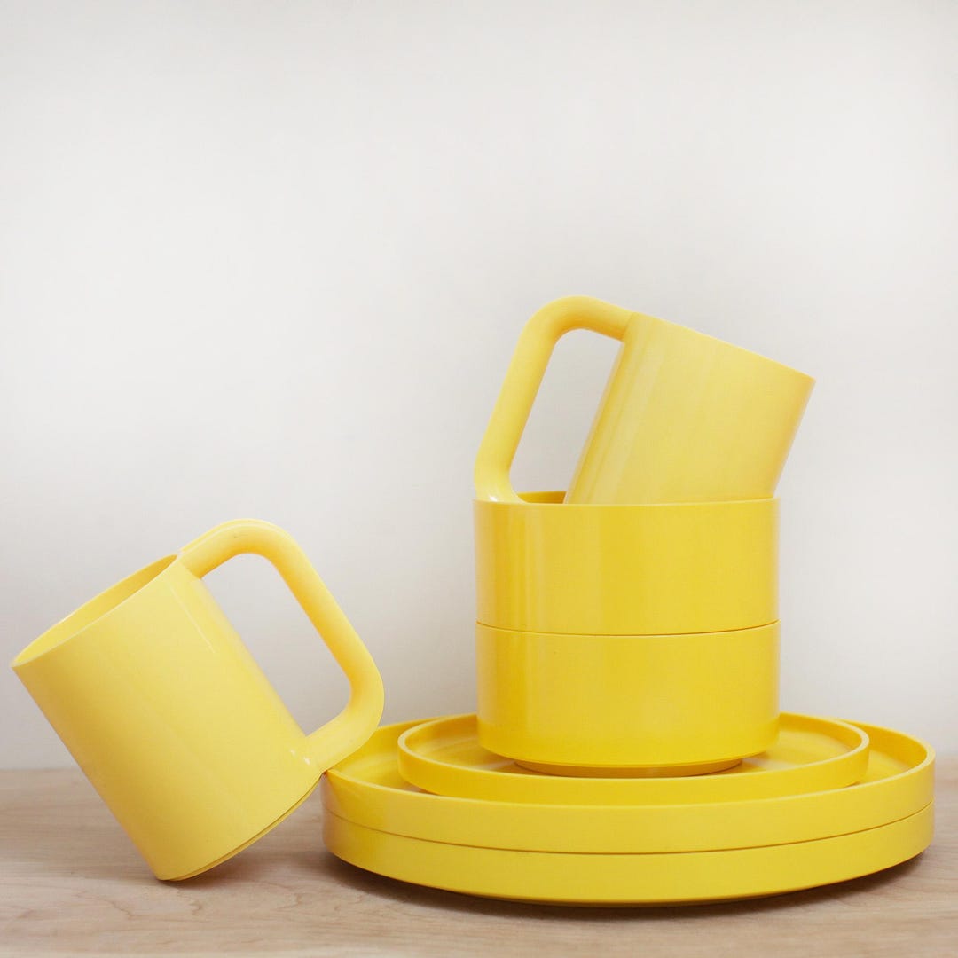 Yellow Hellerware 7 Piece Mixed Lot/ Heller Design by Massimo Vignelli ...