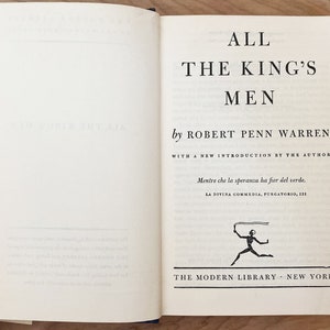 All the King's Men by Robert Penn Warren/ Very Nice 1953 Modern Library ...