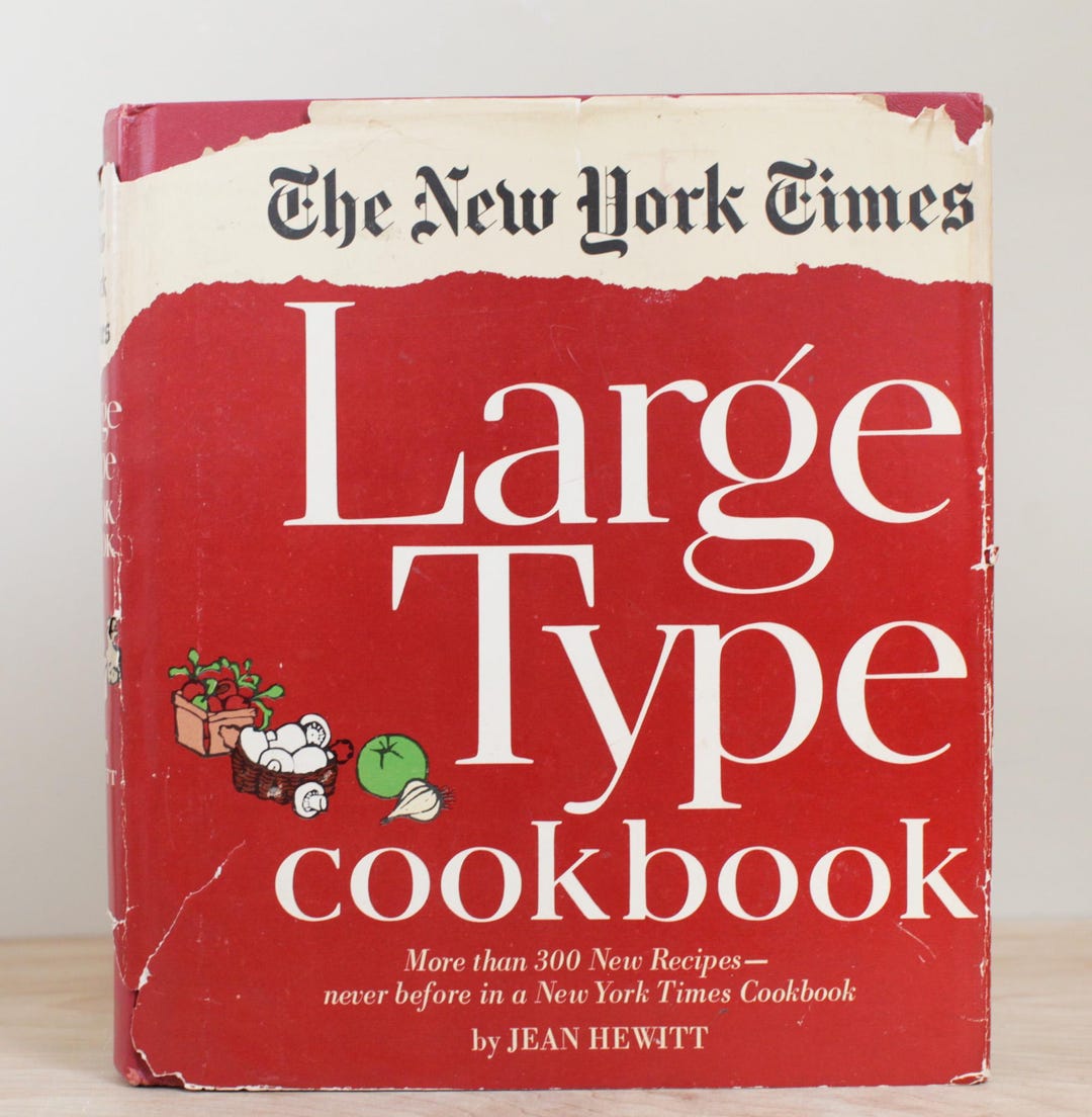 The New York Times Large Type Cook Book by Jean Hewitt/ Large 1968 HC W ...