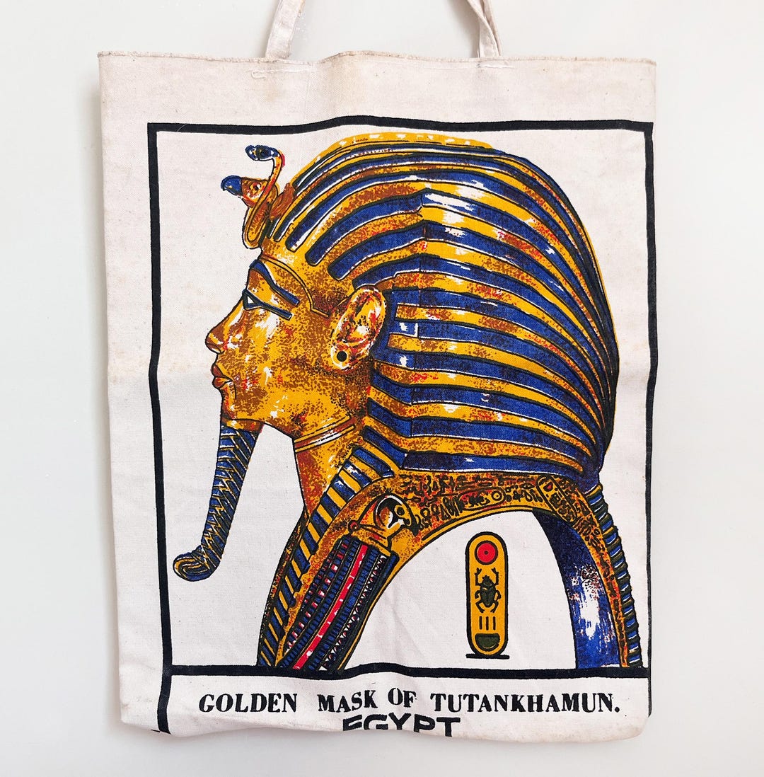 Vintage Mask of Tutankhamun Egypt Tote Bag/ Vintage Souvenir Bag From ...