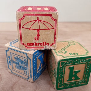 Vintage Alphabet Blocks / Cute Incomplete Set 19 Total, W Animals and ...