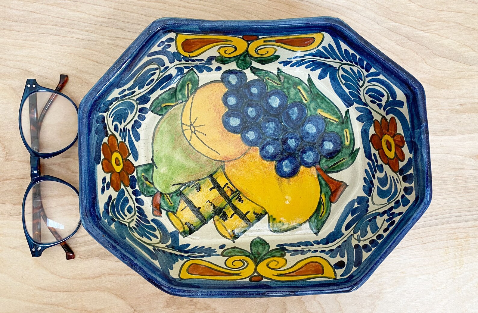 Unique Octagon Shaped Hand Painted Fruit Bowl/ Mid Century | Etsy