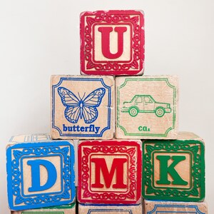 Vintage Alphabet Blocks / Cute Incomplete Set 19 Total, W Animals and ...