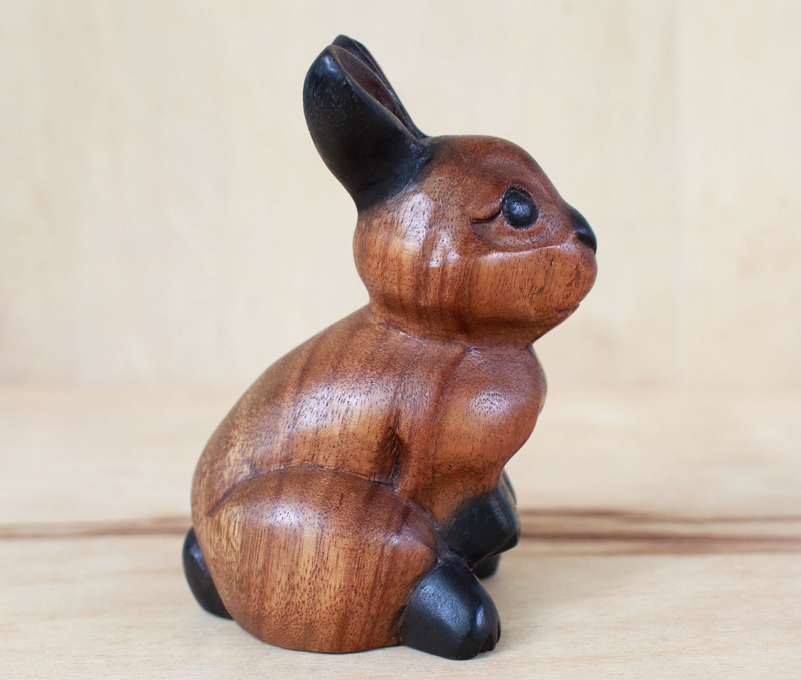 Hand Carved Wood Bunny Rabbit/ Unique and Beautifully Done Mid - Etsy