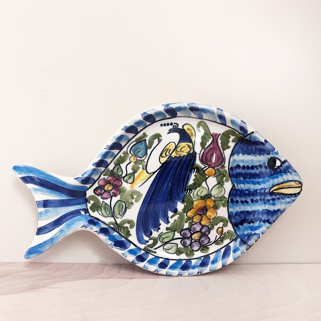 Mid Century Ceramic Fish Dish/ Unique Handpainted Italian Fish Art ...
