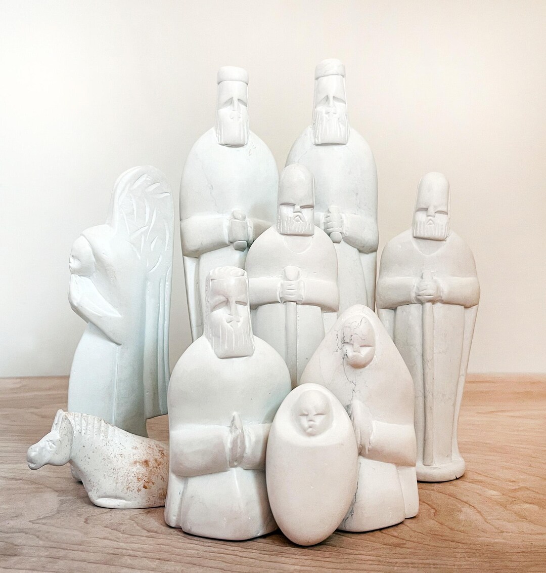 Mid Century Nativity Soapstone 9 Piece Set S/ Original 1960s Mary ...