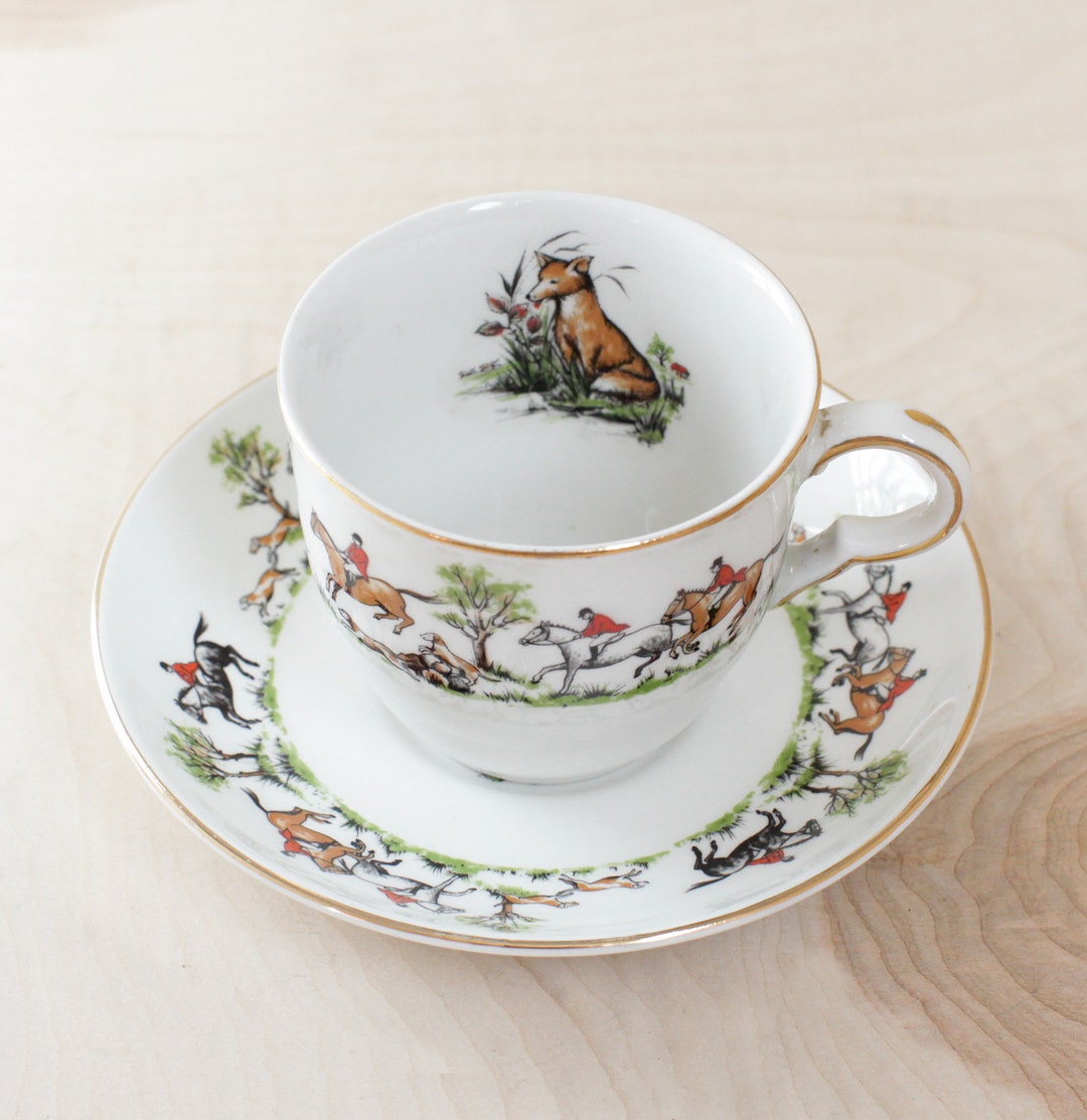 Tally Ho Fox Hunting Scene Tea Cup W Sauce by Maddock John & Sons ...