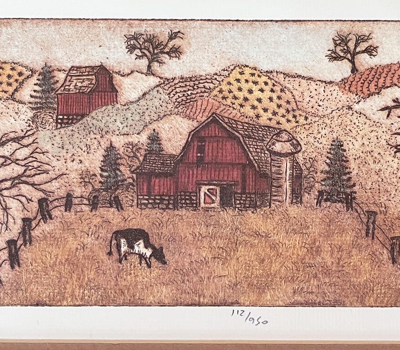 Jay Wennersten "country Afternoon" Panoramic Country Folk Art Landscape ...