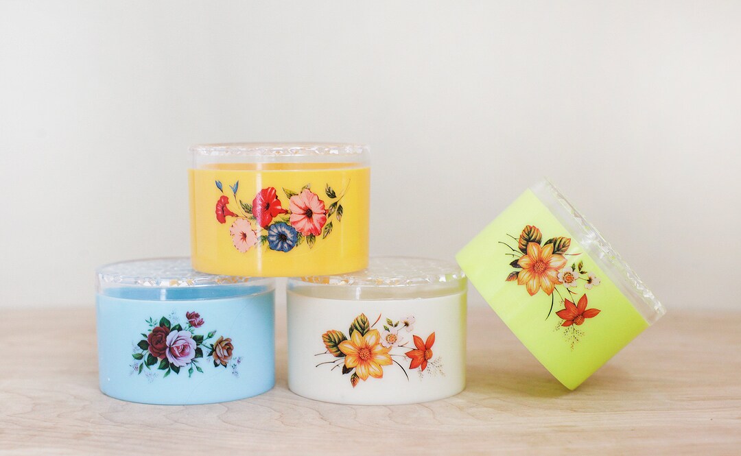 Set of 4 SKI Plastic Containers W Floral Designs/ Super Cute 70s ...