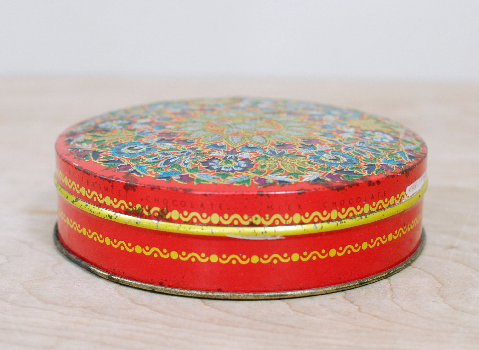 Droste Candy Tin Container With Colorful Embossed Flower - Etsy