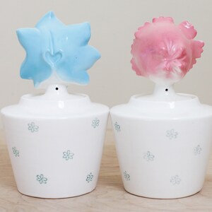 Lipper & Mann Pixie Flower Head Condiment Jars/ Two Available Ketchup and Relish SOLD/ Mid ...