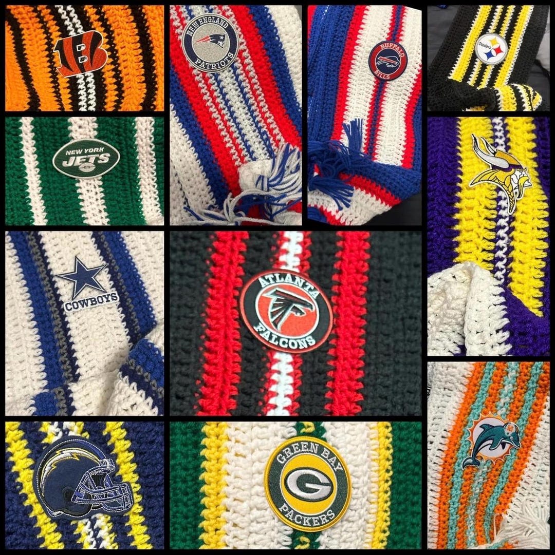 Custom Made NFL, NBA, College, Hockey Etc Scarfs With Their Team Logos ...