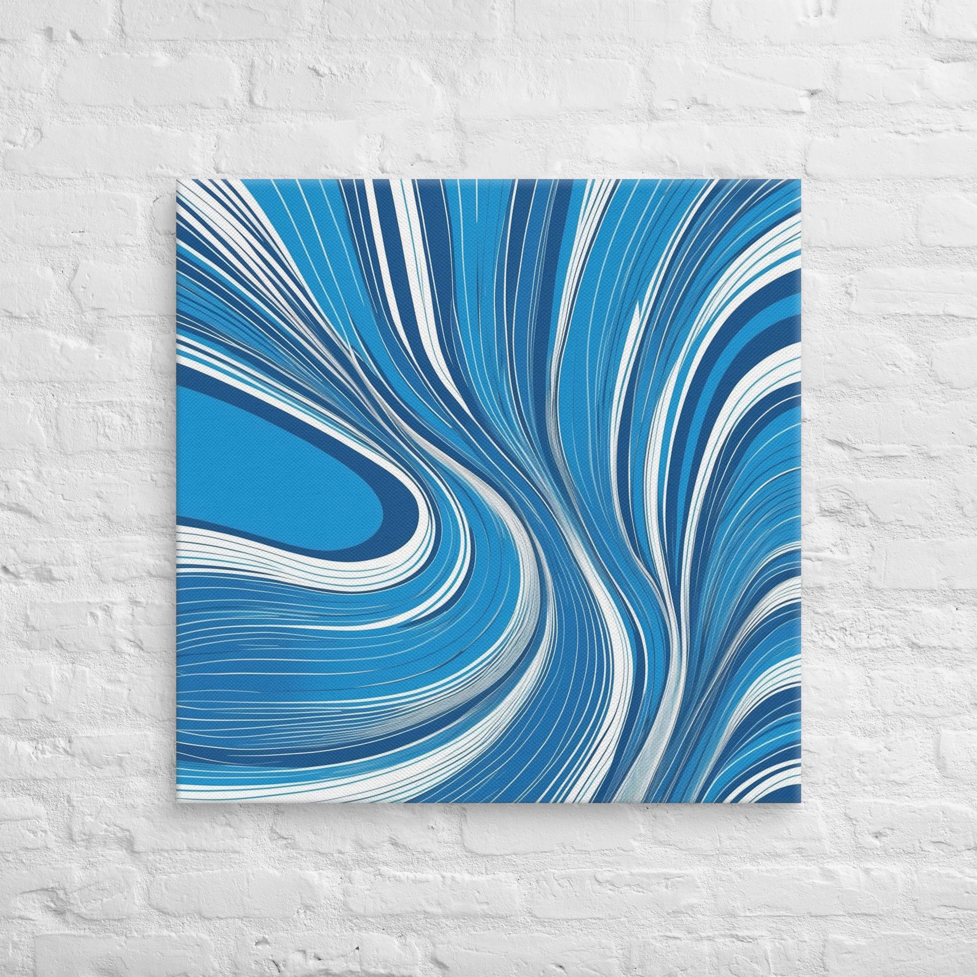 Curvy Line Abstract Canvas - Blue and White Modern Wall Art - Etsy