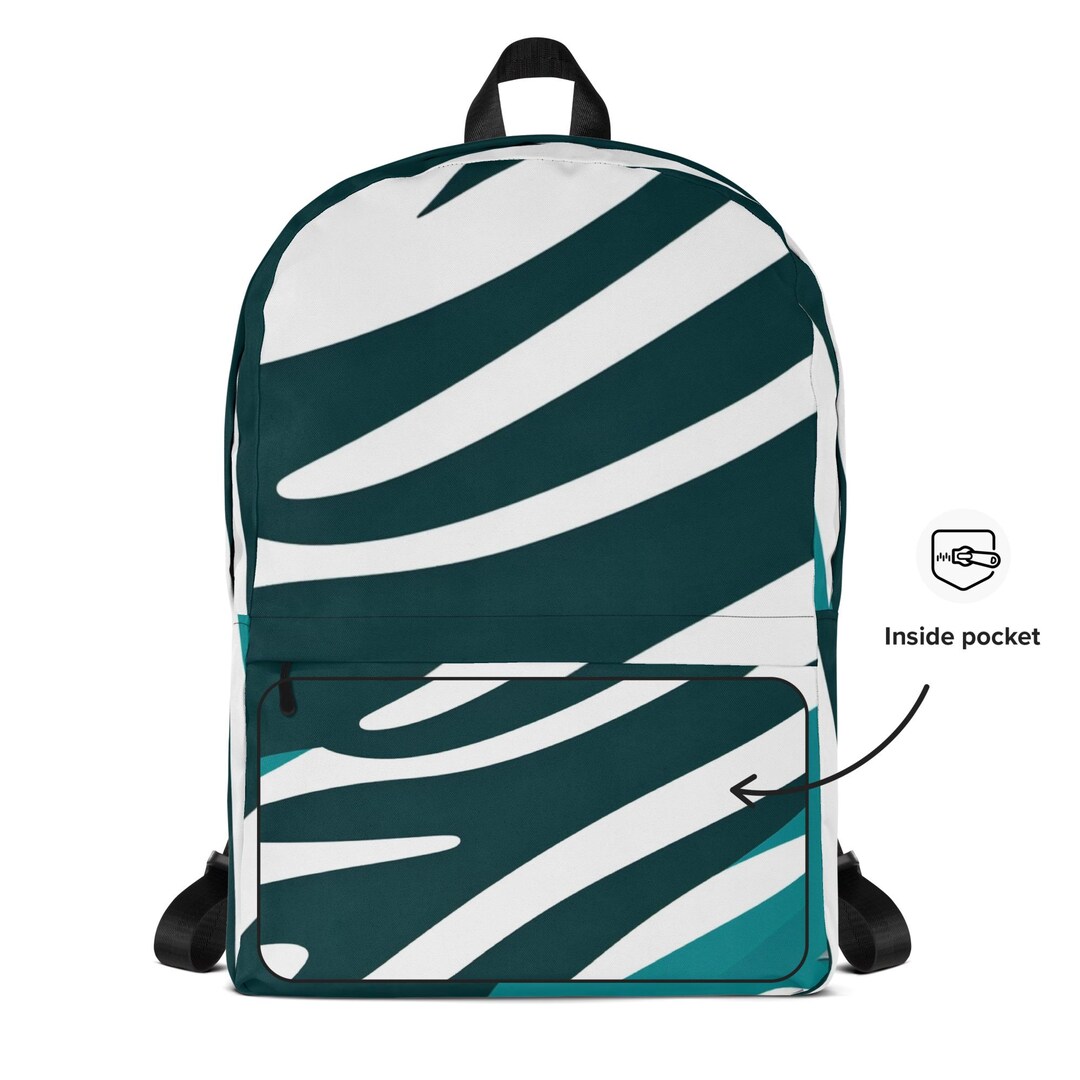 Teal Zebra Print Backpack, Animal Print Backpack, Two Tone Backpack ...